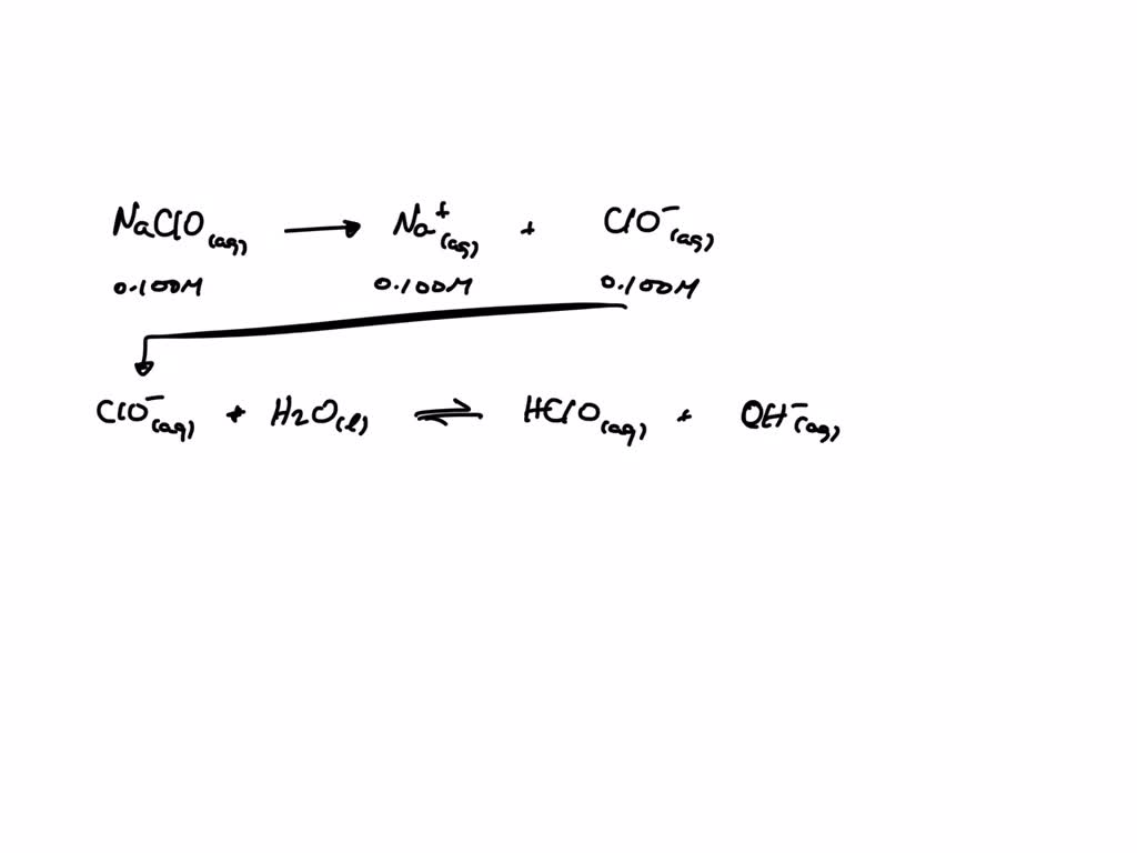SOLVED: A 0.100 M solution of NaClO was made. Rank the compounds below ...