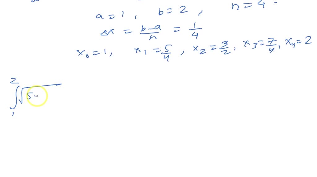 SOLVED: [8 marks] Consider the integral V5 -2dr. Using the trapezoidal ...
