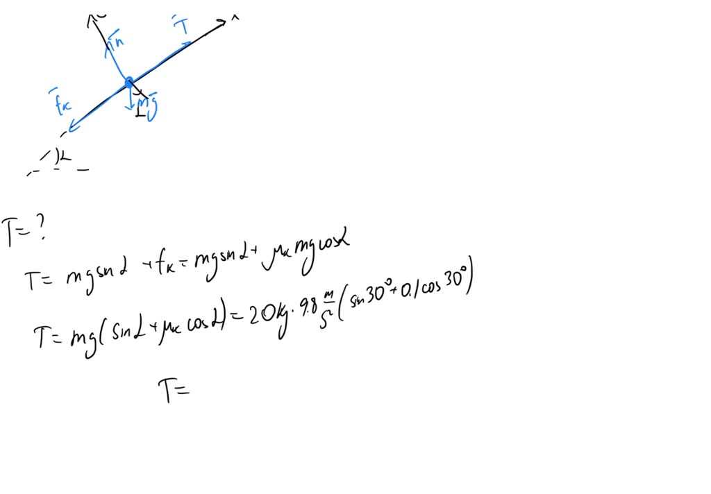SOLVED: "You use rope to drag 20 kg box up ramp at constant speed. The ramp makes angle of 30 ...