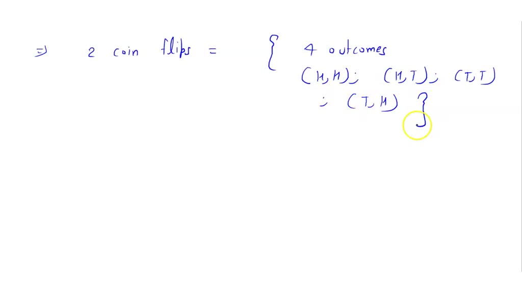 SOLVED: Suppose you flip two coins. What is the probability of getting at most one heads? Give ...
