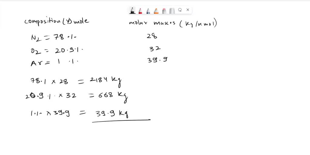 SOLVED: The composition of the standard dry atmosphere is given on a ...