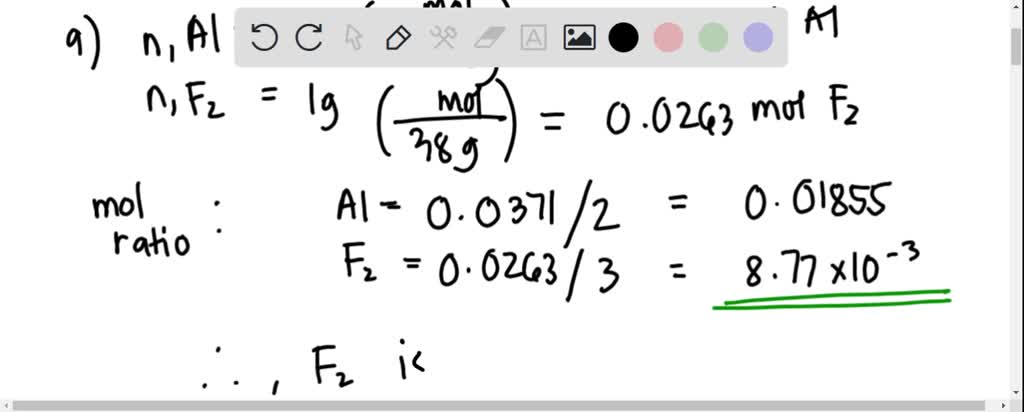 SOLVED: For the reaction shown, find the limiting reactant for each of the following initial ...