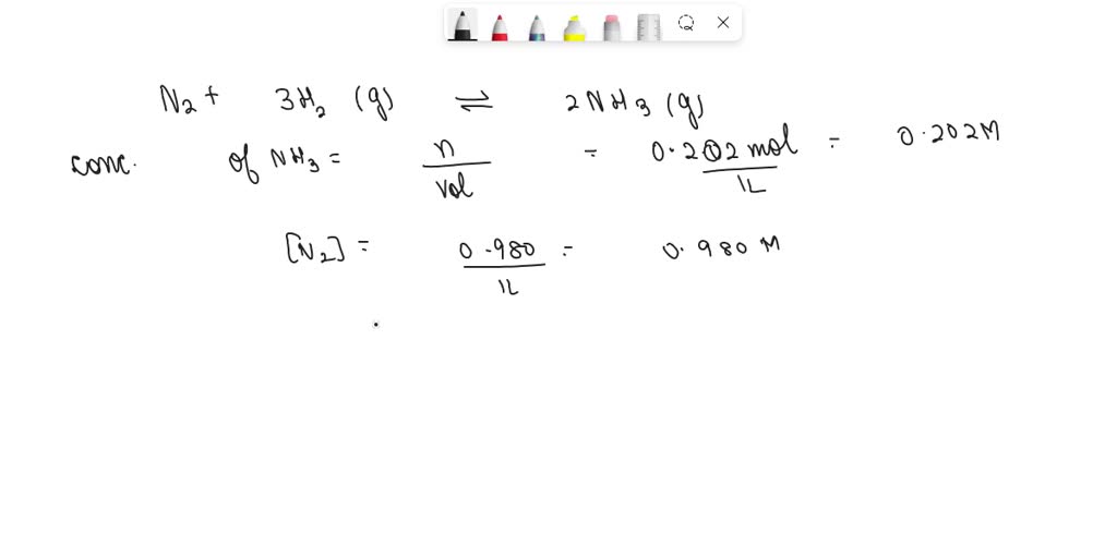 SOLVED: A mixture consisting initially of 3.00 moles NH3, 2.00 moles of N2, and 5.00 moles of H2 ...