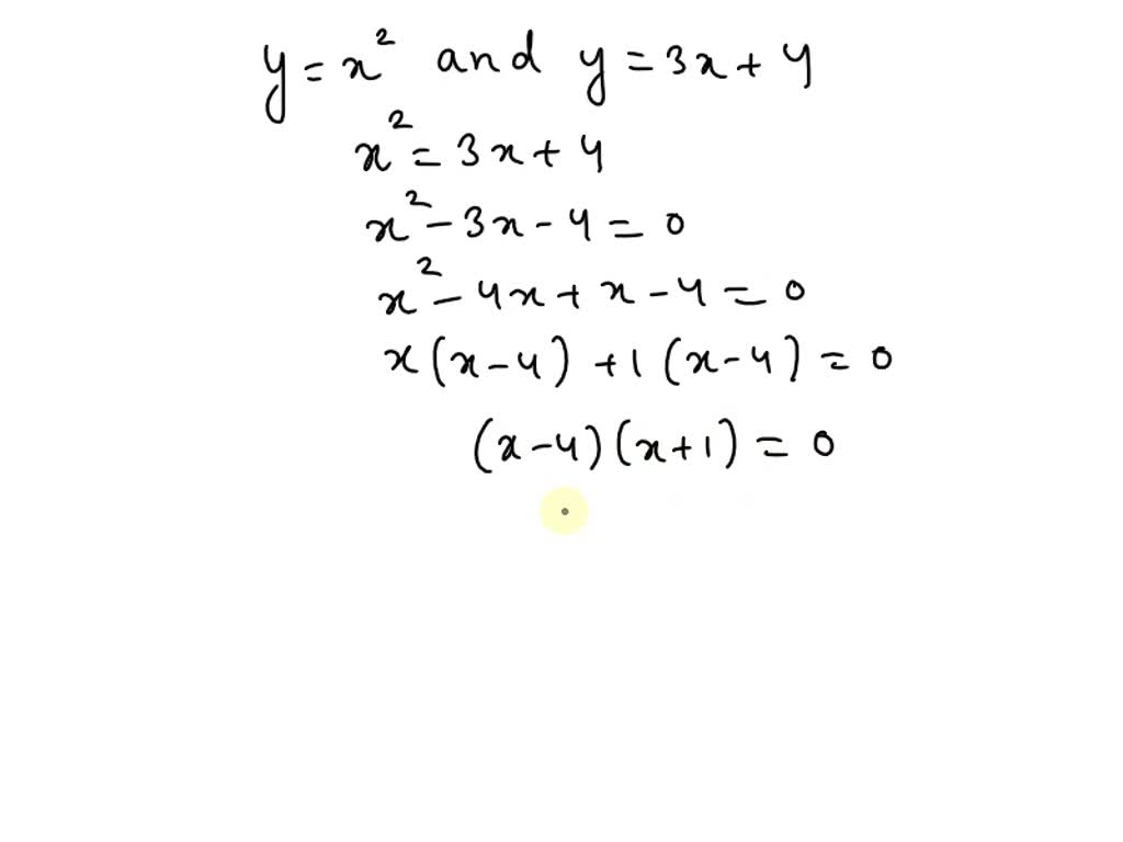 SOLVED: Q1. Consider the region R enclosed by the curve y = x^2 and the line y = 3x + 4, as ...