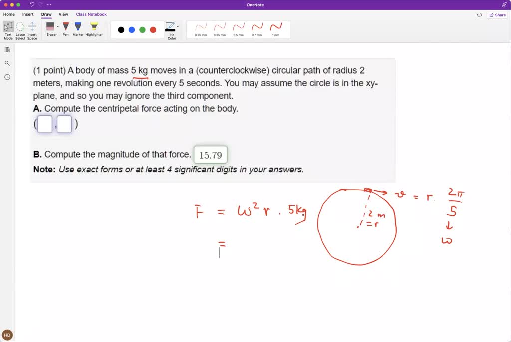 Solved Point A Body Of Mass 5 Kg Moves In A Counterclockwise