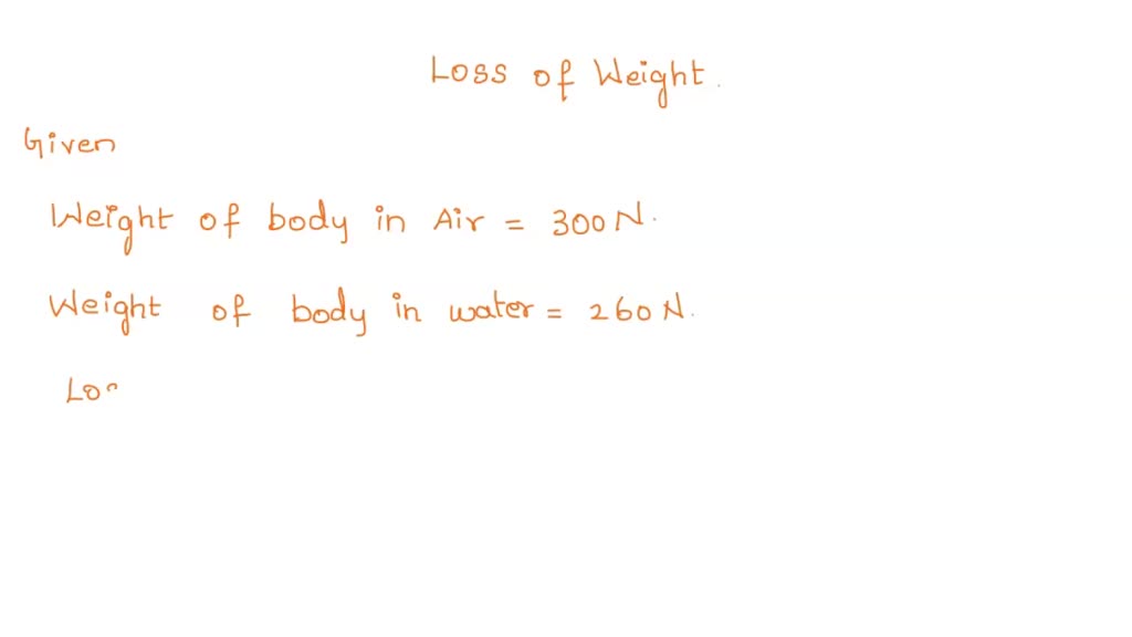 SOLVED: A body weighs 300 N in air and 260 N when completely immersed ...