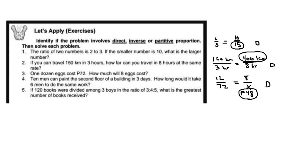 SOLVED: Identify if the problem involves direct, inverse, or partitive ...