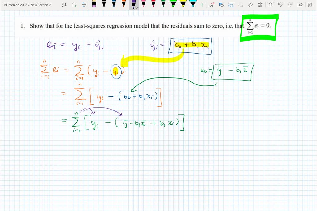 SOLVED: How do I prove that the horizontal residuals in Simple Linear ...
