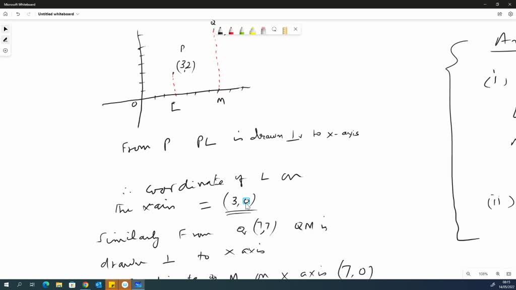 SOLVED: P (3,2) and Q(7,7) are two points. Perpendiculars are drawn to ...