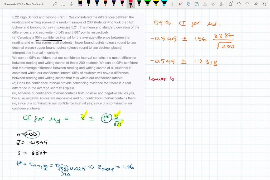 SOLVED: 5.22 High School and Beyond, Part II: We considered the differences between the reading ...