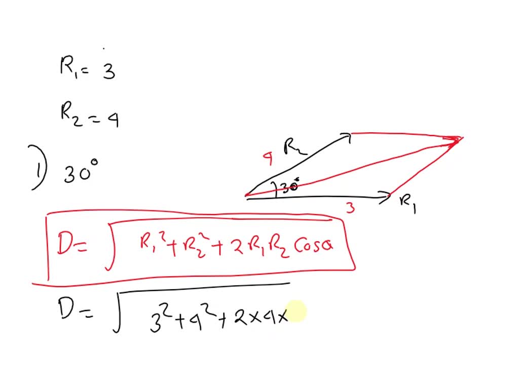 Find by drawing the resultant of two vectors 3 unit and 4 unit inclined ...