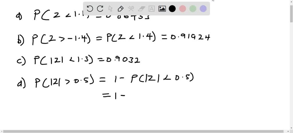 SOLVED: Calculate the indicated probabilities,assuming that Z is a continuous random variable ...