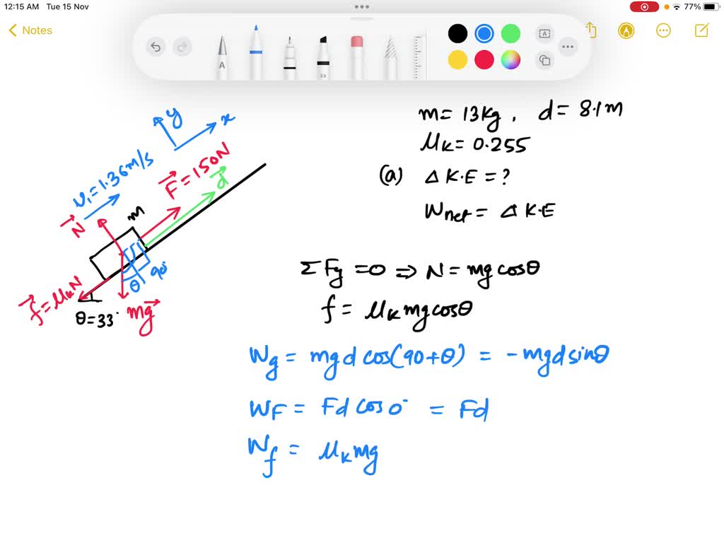 A crate is pulled by a force (parallel to the incline) up a rough ...