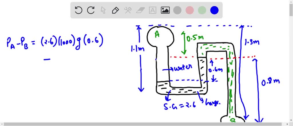 SOLVED: Two pipes are connected by a manometer as shown in Fig. P2.40. Determine the pressure ...