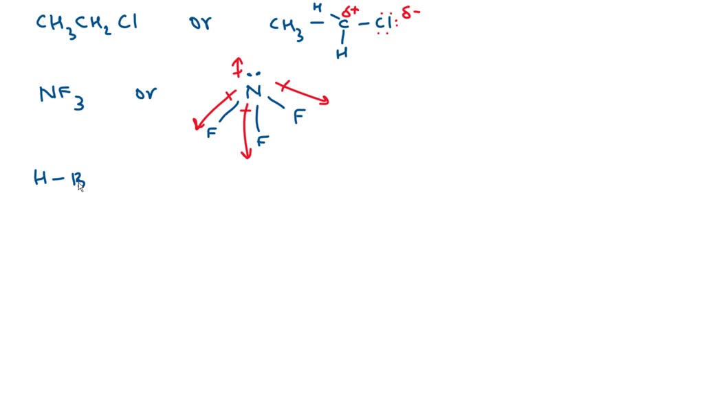 Which has the smallest dipole-dipole forces? CH3 CH 2 Cl NF3 HBr BrCl
