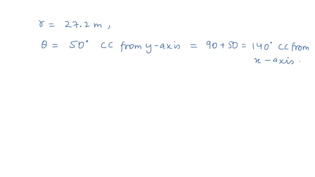 SOLVED: A vector is 27.2 m long and makes an angle of 50.0 degree ...