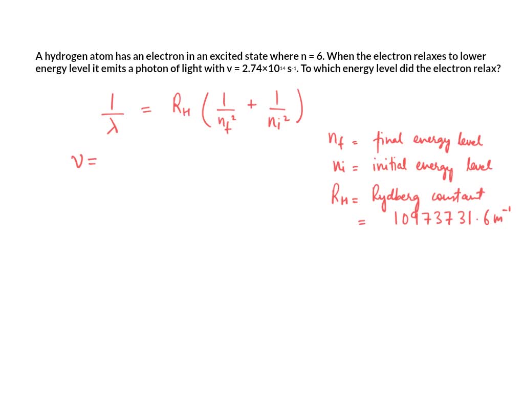 SOLVED: hydrogen atom has an excited electron in the n = 6 energy level ...