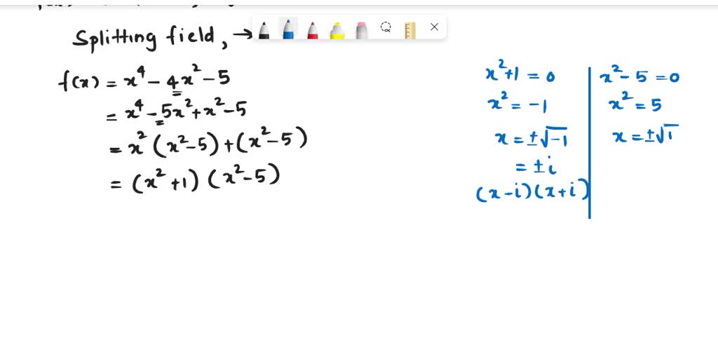 SOLVED: Determine the splitting field and its degree over ℚ for x^4+x^2+1.