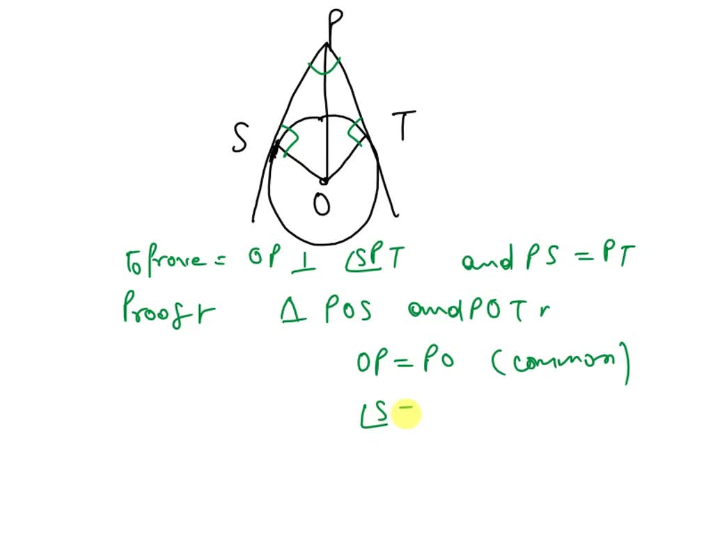 SOLVED: Let P be a point exterior to a circle centered at point O and draw the two tangents to ...