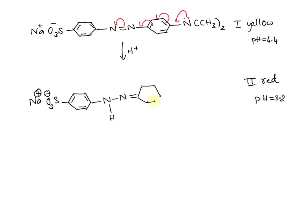 SOLVED: 2. Methyl Orange, an acid-base indicator, is an azo dye. At a ...