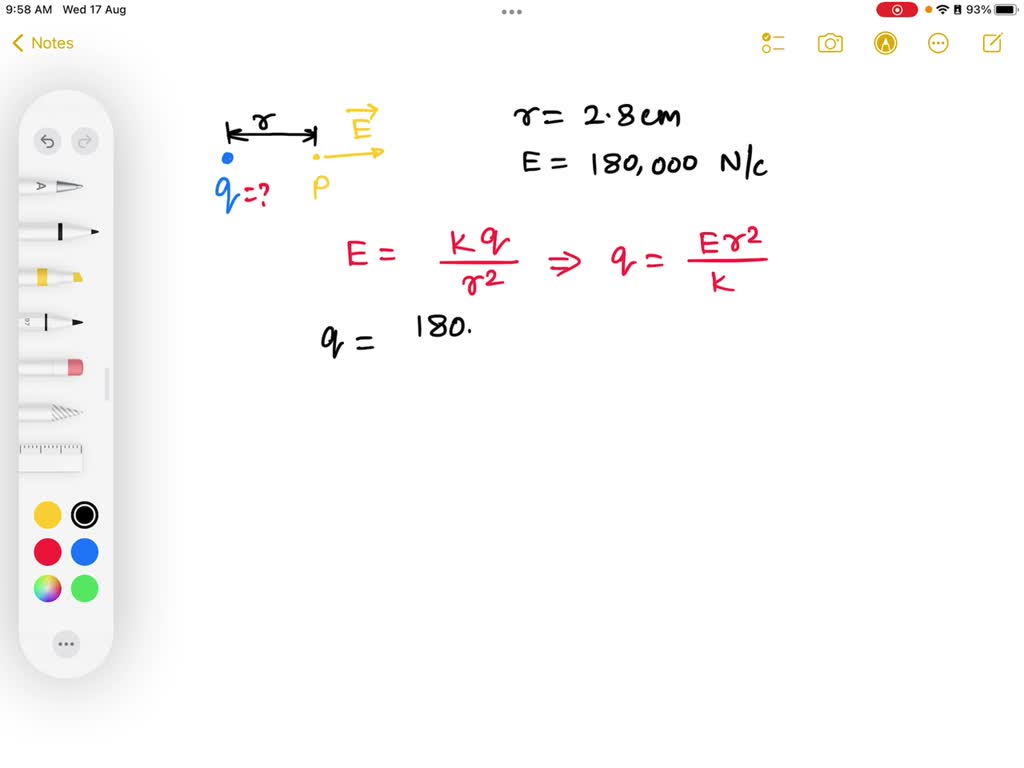 SOLVED: The electric field at a point 2.8 cm from a small object points ...