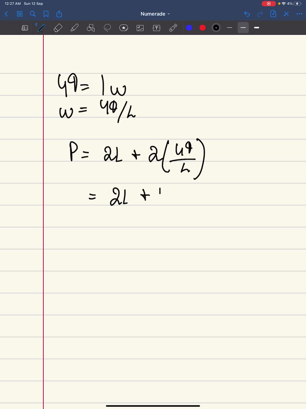 SOLVED Minimum Perimeter Find The Length And Width Of A Rectangle