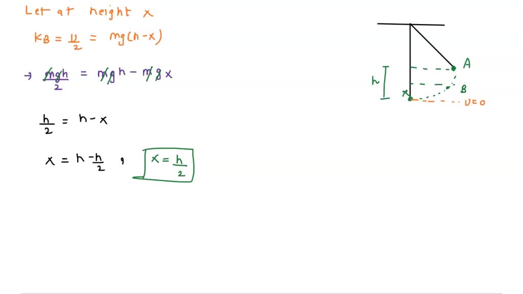 SOLVED: A pendulum is pulled back to a height h above its rest position ...