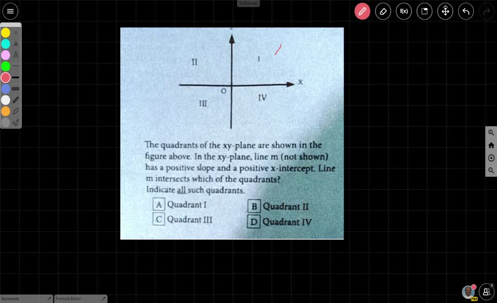 SOLVED: The quadrants of the XY-plane are shown in the figure above. In the xy-plane, line m ...