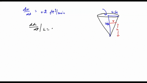 suppose that we pump water into an inverted right circular conical tank ...