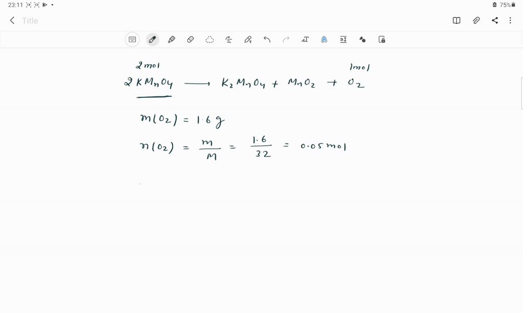 SOLVED: Given the following equation: 2KMnO4 â†’ K2MnO4 + MnO2 + O2 How ...