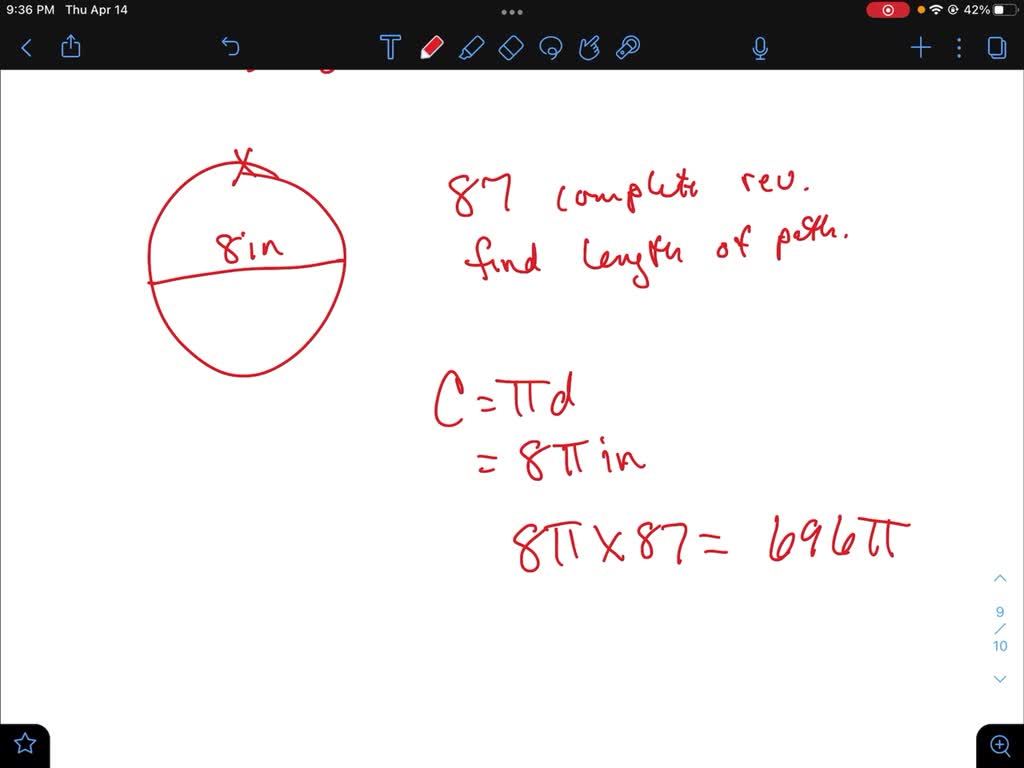 SOLVED: PROBLEM SOLVINGA measuring wheel is used to calculate the length of a path. The diameter ...