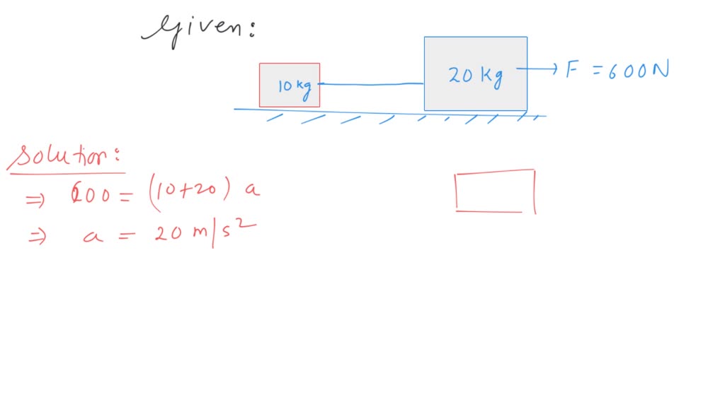 A 50 N horizontal force pulls a 3 kg object attached to a 2 kg object ...