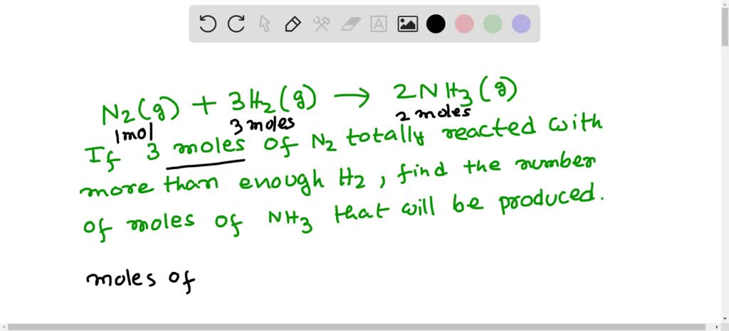 SOLVED: Diatomic N2 can react with diatomic H2 to form ammonia (NH3 ...