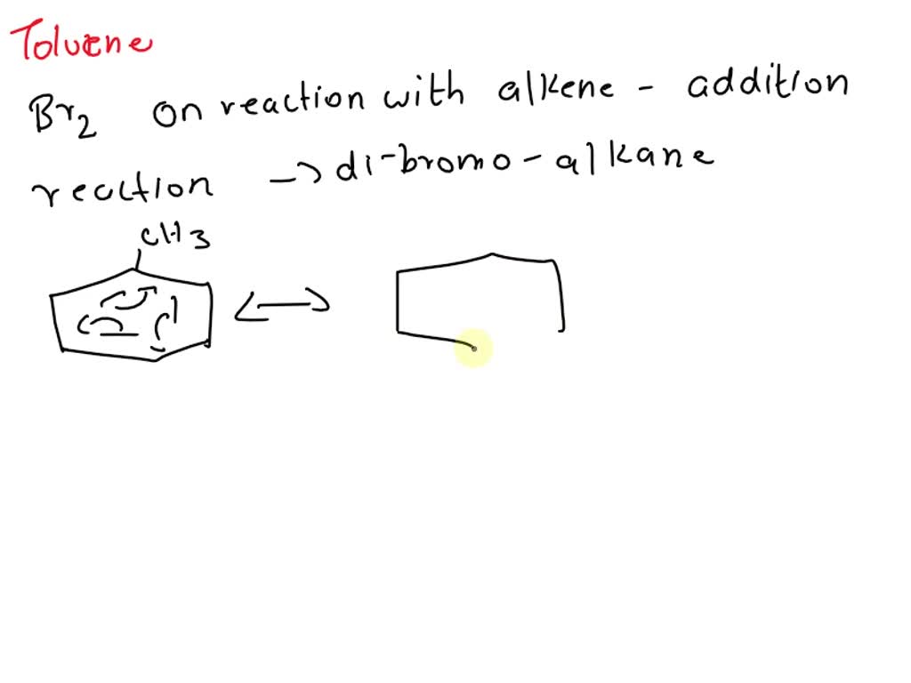 SOLVED: Toluene contains a benzene ring with three double bonds in it ...