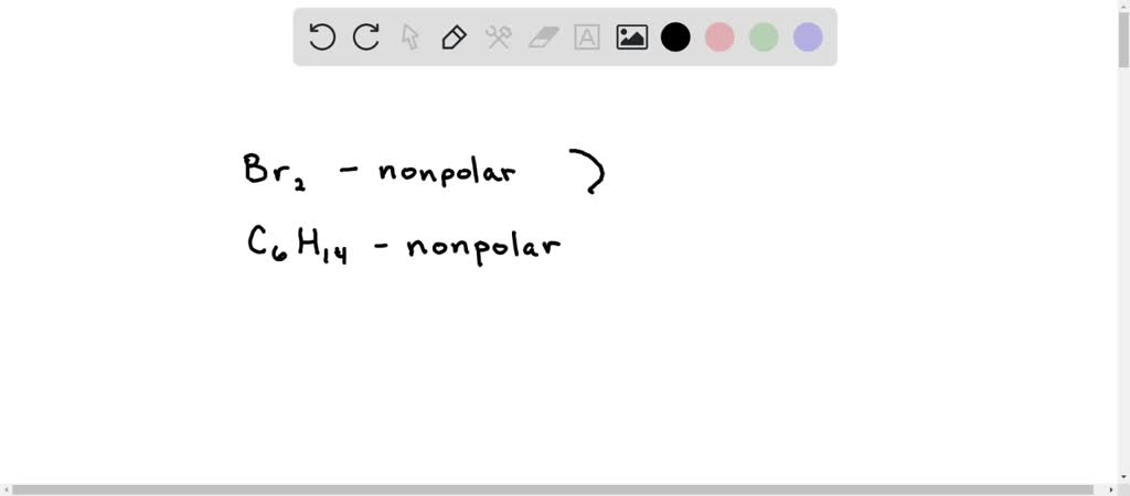 SOLVED: Br2 and hexane form a homogeneous nonpolar solution. Which type(s) of forces are ...
