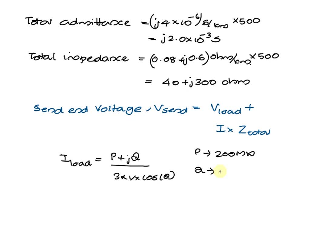 The per unit length parameters of a 345 kV, 500 km, 60 Hz, three-phase long transmission are ...