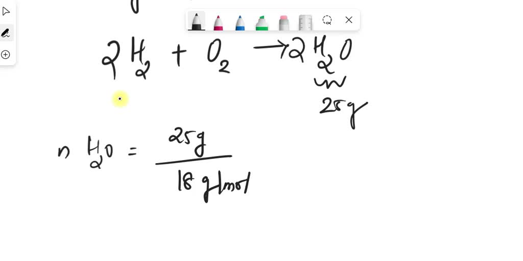 SOLVED: How many oxygen gas molecules do you need to make 25 g of- water vapor (HzO)? Balanced ...