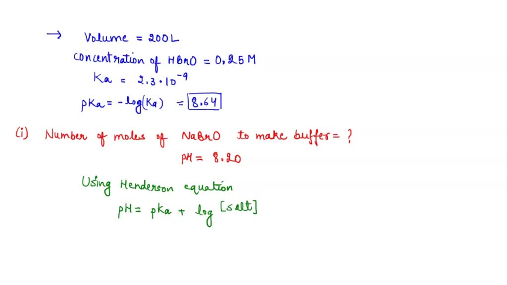 SOLVED: Consider the mixing of sodium hypobromite (NaBrO) into 2.00 L ...