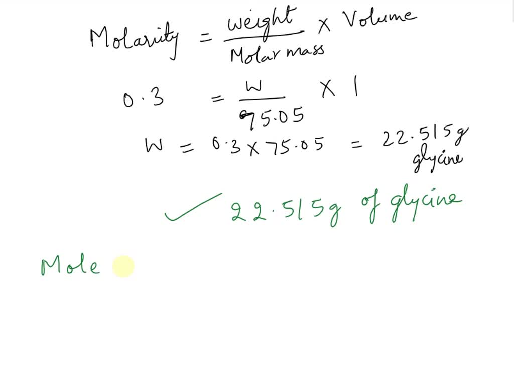 SOLVED: Prepare one liter (1 L) of a 0.3 M glycine buffer, pH of 9.30 ...