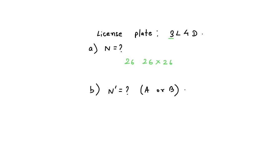 SOLVED: A set of license plates has three letters followed by 4 digits ...