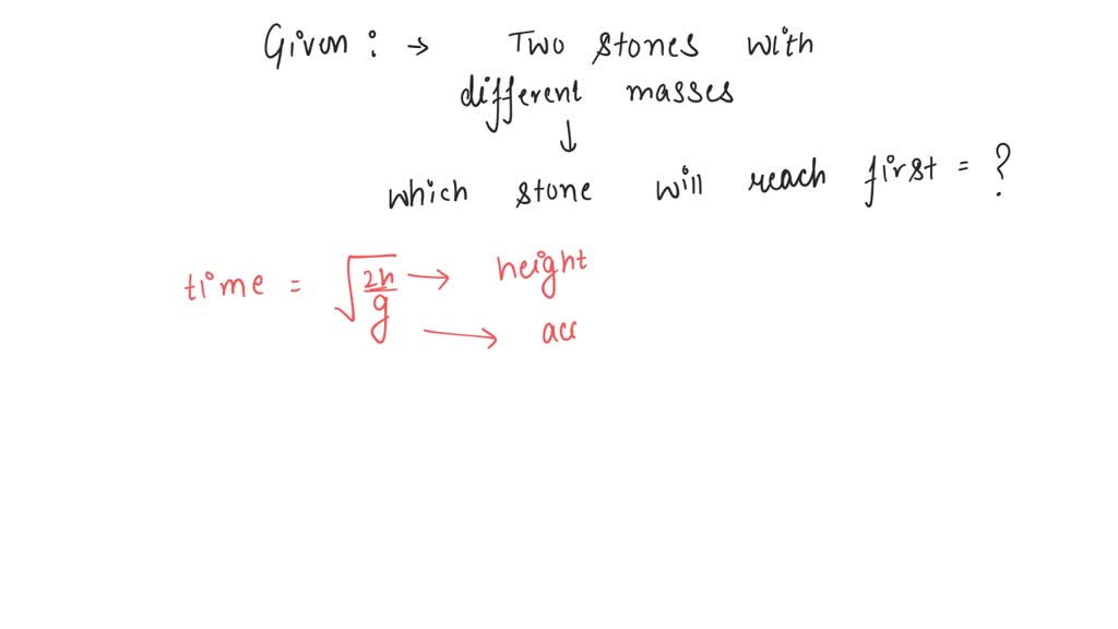 SOLVED: Two stones of different masses are dropped simultaneously from ...