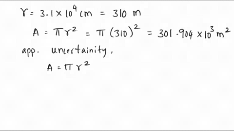 (III) What is the area, and its approximate uncertainty, of a circle of ...
