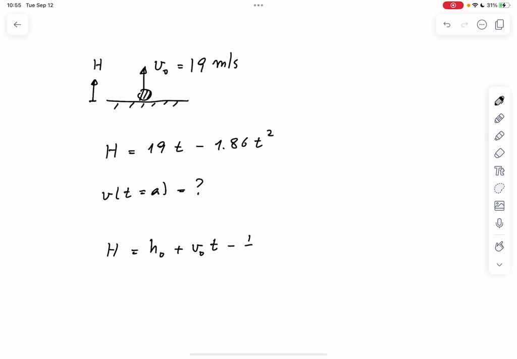 SOLVED: If a rock is thrown upward on the planet Mars with a velocity of 19 m/s, its height ...