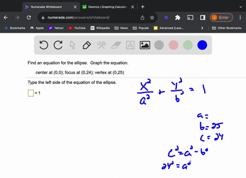 Find an equation for the ellipse graph the equation center...