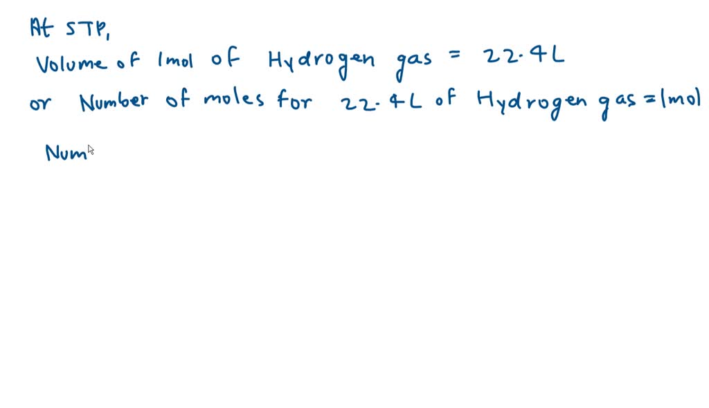 SOLVED: How many moles of hydrogen gas are present in 65.0 liters at STP? 1456 moles 1.45 moles ...