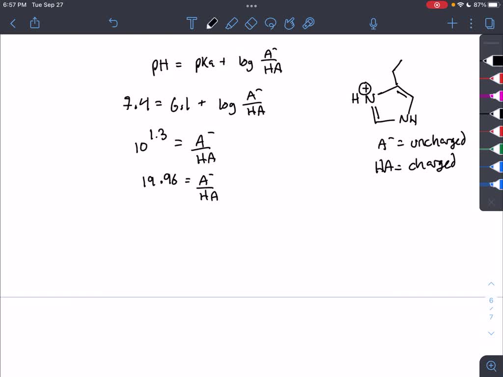 SOLVED: The R group of histidine has a pKa of 6.1. In blood (pH 7.4 ...