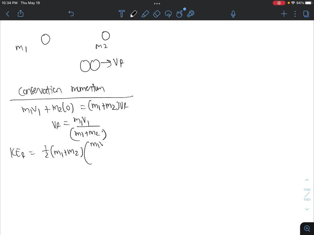 SOLVED: Symbolically solve; In an inelastic collision, the fractional ...