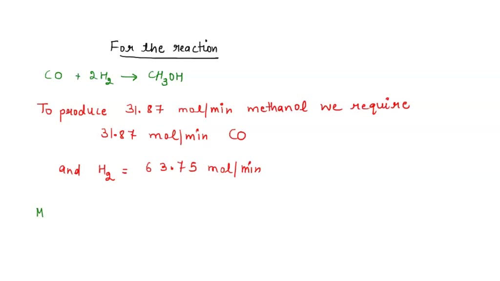 SOLVED: Methanol is synthesized from carbon monoxide and hydrogen in a ...