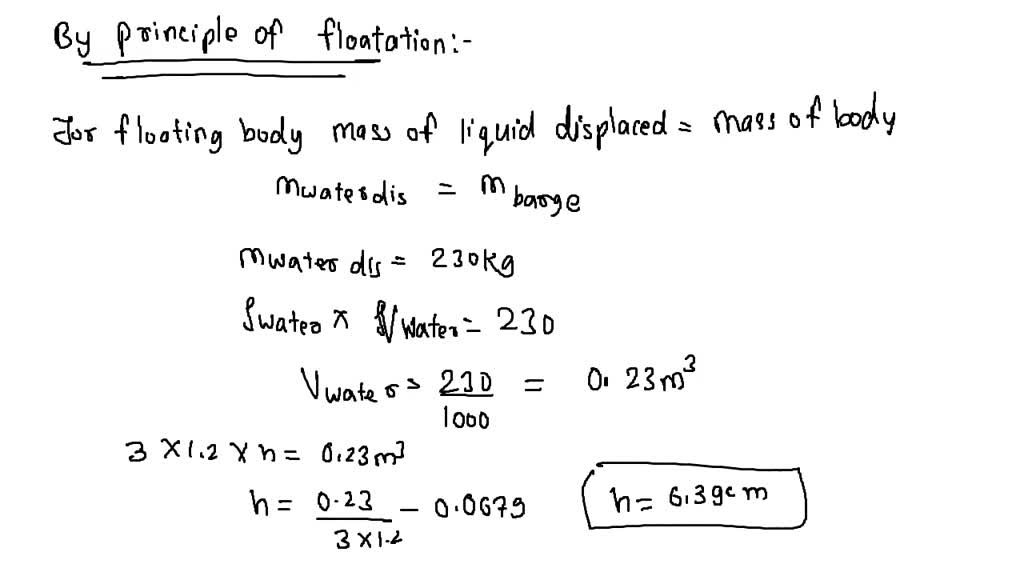 SOLVED: A large wooden barge, measuring 3.00 m long, 1.20 m wide, and 0 ...