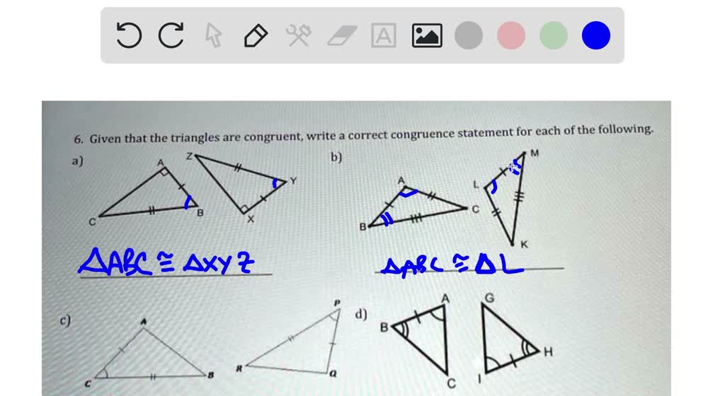 SOLVED: 'The triangles shown in the graph are congruent. Based on the graph, determine which ...